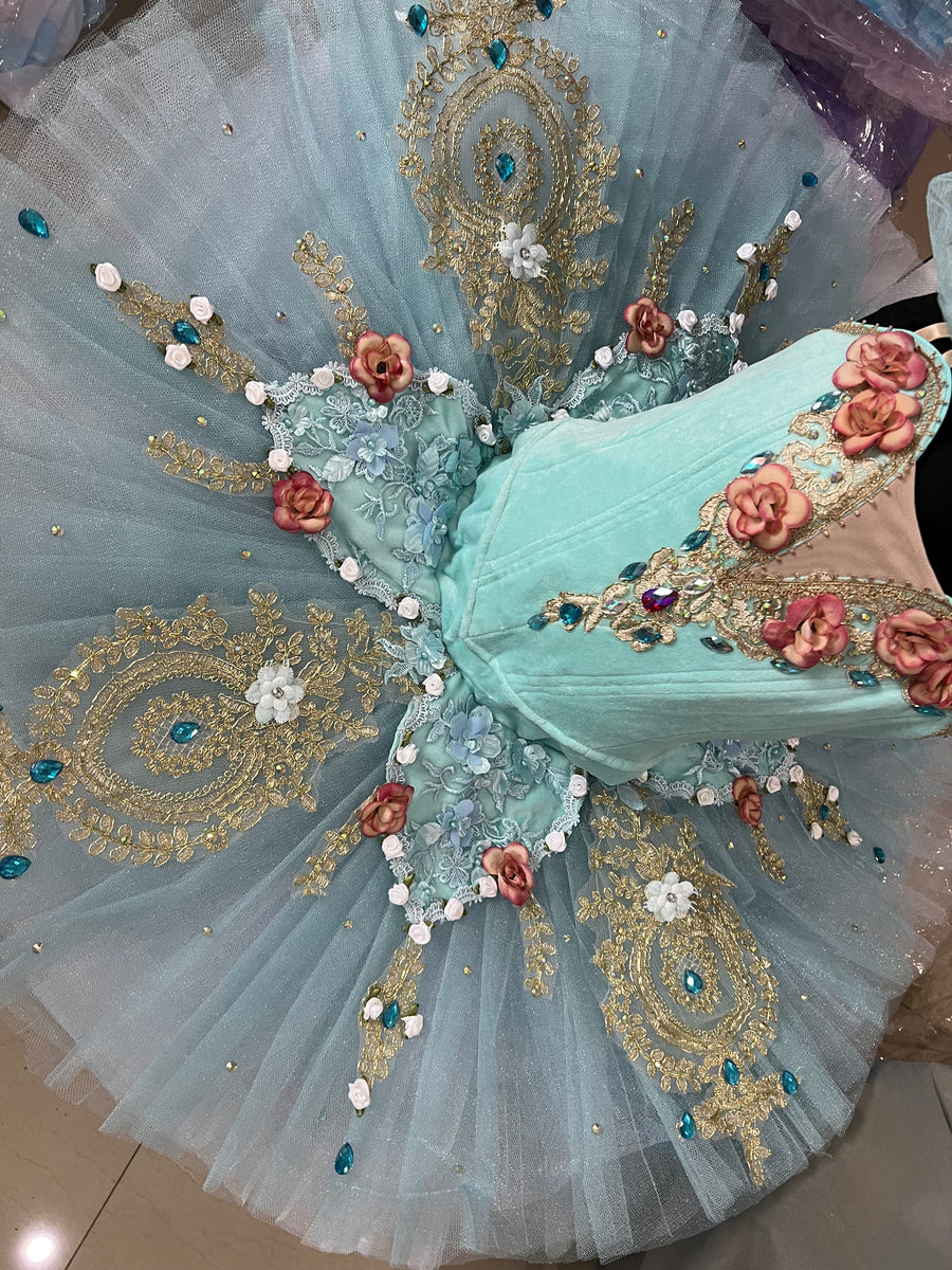**Sample Discount** Kid's Professional Mint Green Tutu With 3D flowers ...