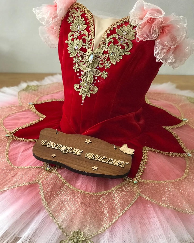 High Quality Professional Red Golden Trims Classic Ballet TuTu Costume ...