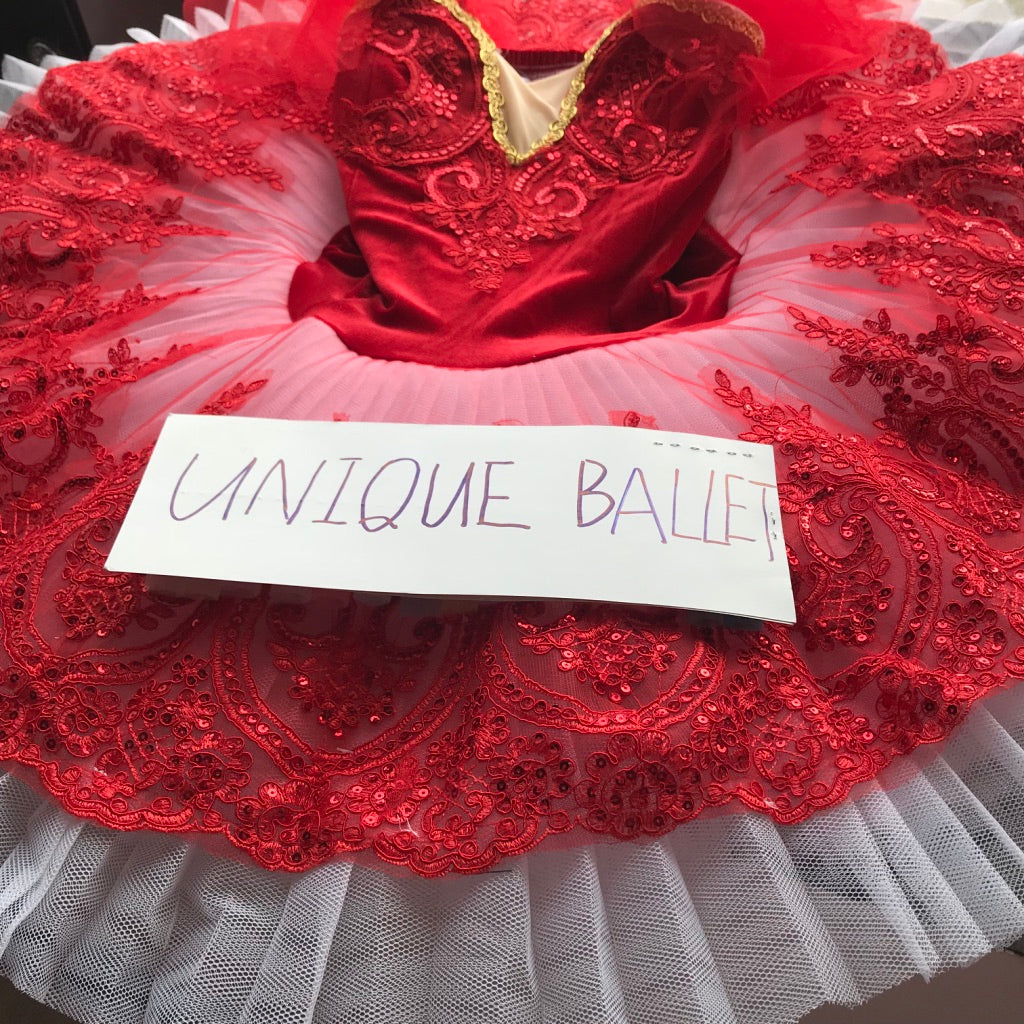 Red Velvet Classic Ballet Platter TuTu Costume Stage Dancewear (Unprof ...