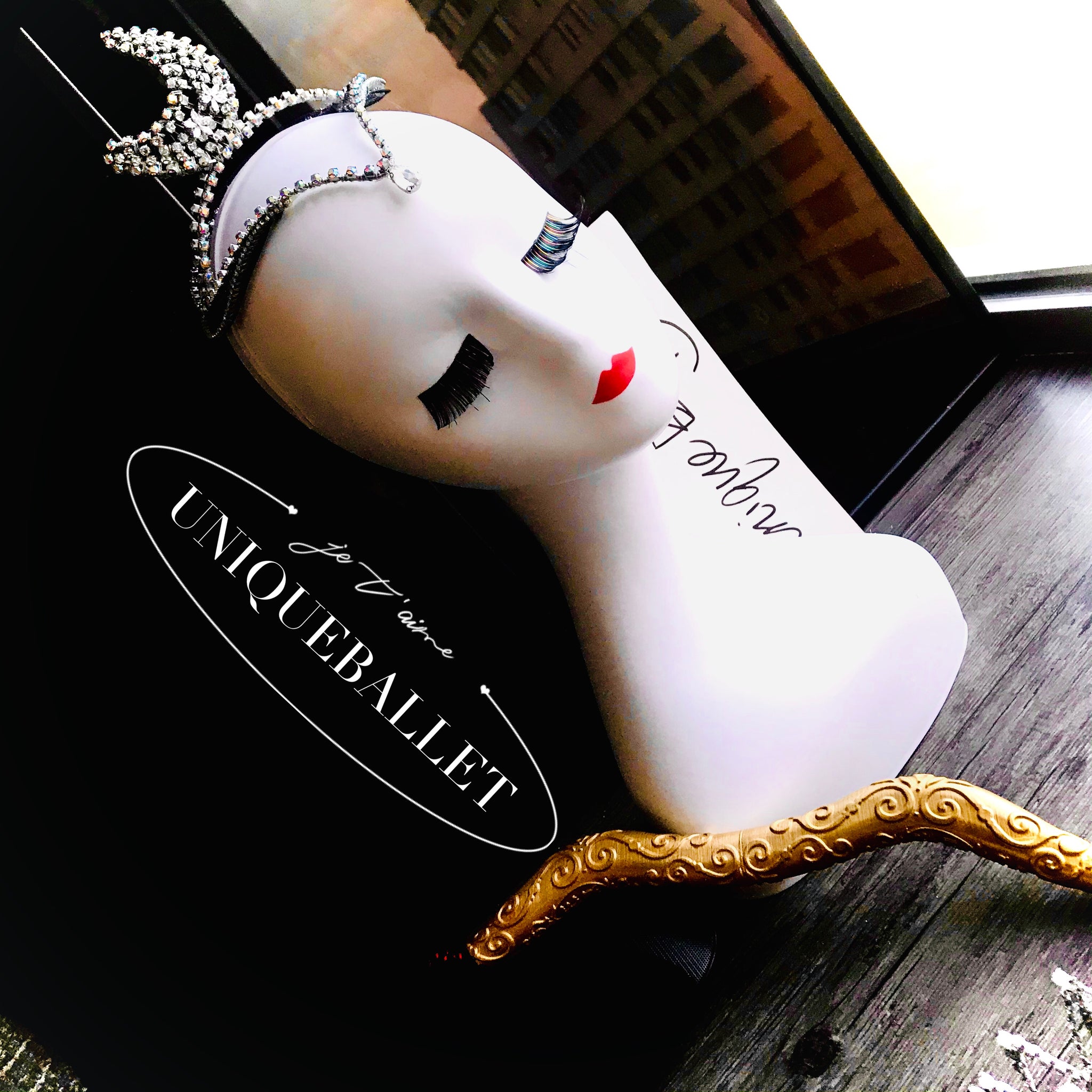 Professional Ballet Cupid Silver Tiara Moon Headpiece Golden Bow ...