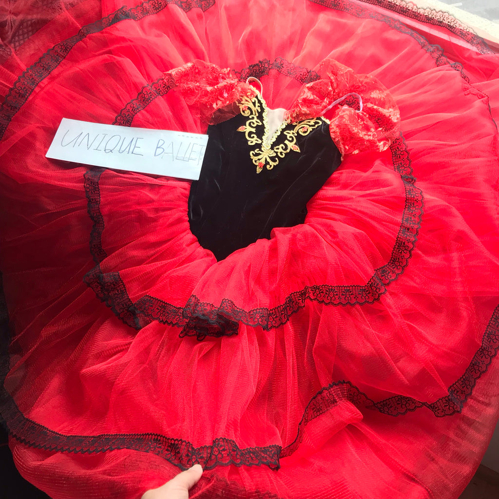 Don Quixote Kitri Long Romantic Ballet TuTu Costume Red Spanish Romant ...