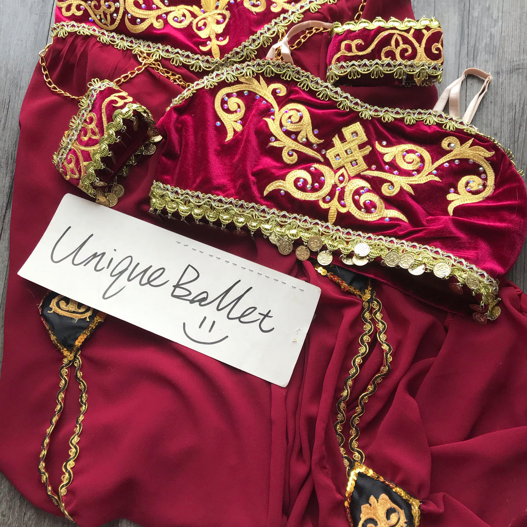 Burgundy La Bayadere Nikiya Indian Ballet Costume | Unique Ballet ...