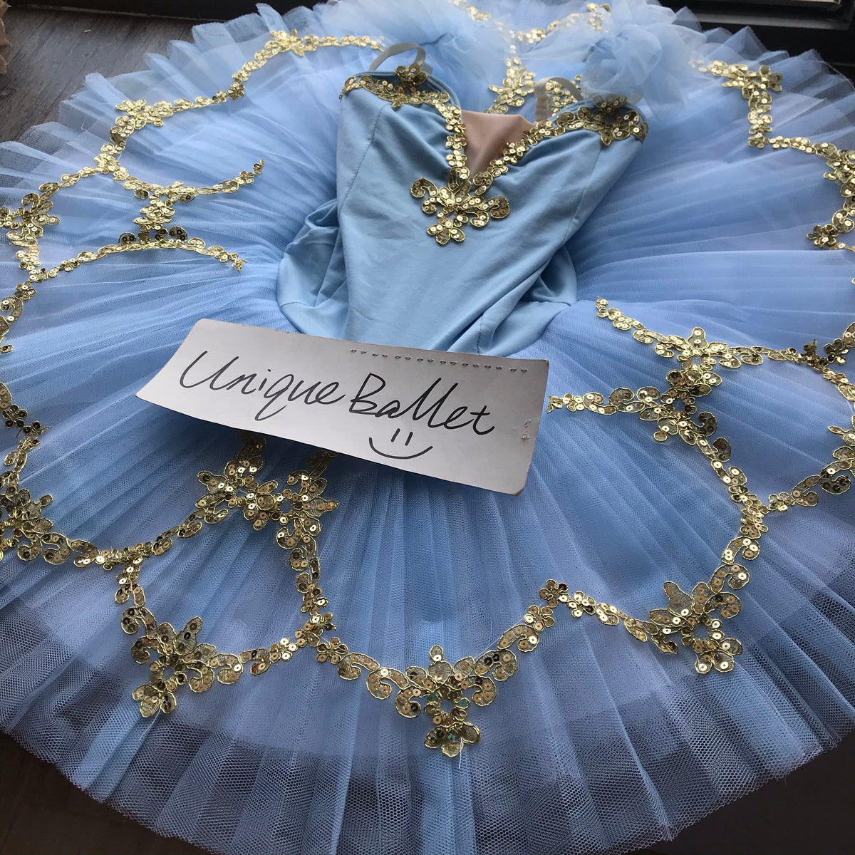 Light Blue Golden Trims Classic Ballet TuTu Platter Costume (Unprofess ...