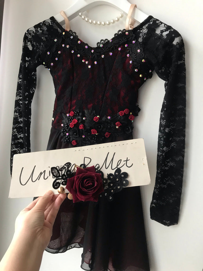 Black Red Carmen Lyrical Ballet Costume Modern Dance Dress Stage Wear ...