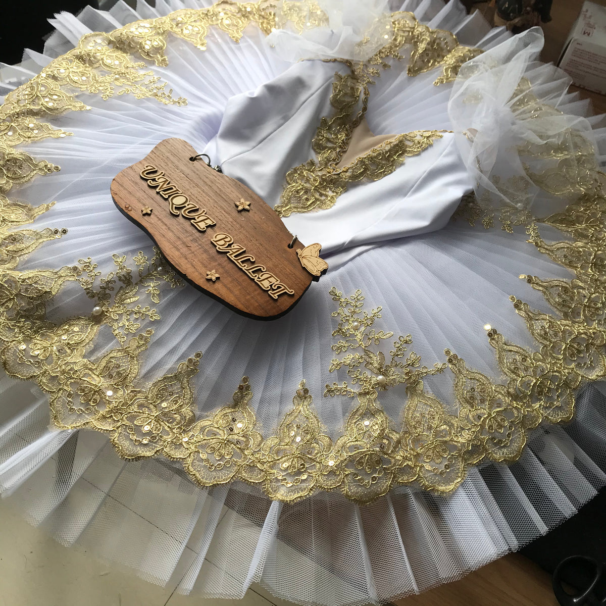 Aurora Raymonda White Golden Trims Classic Ballet TuTu Costume (Unprof ...